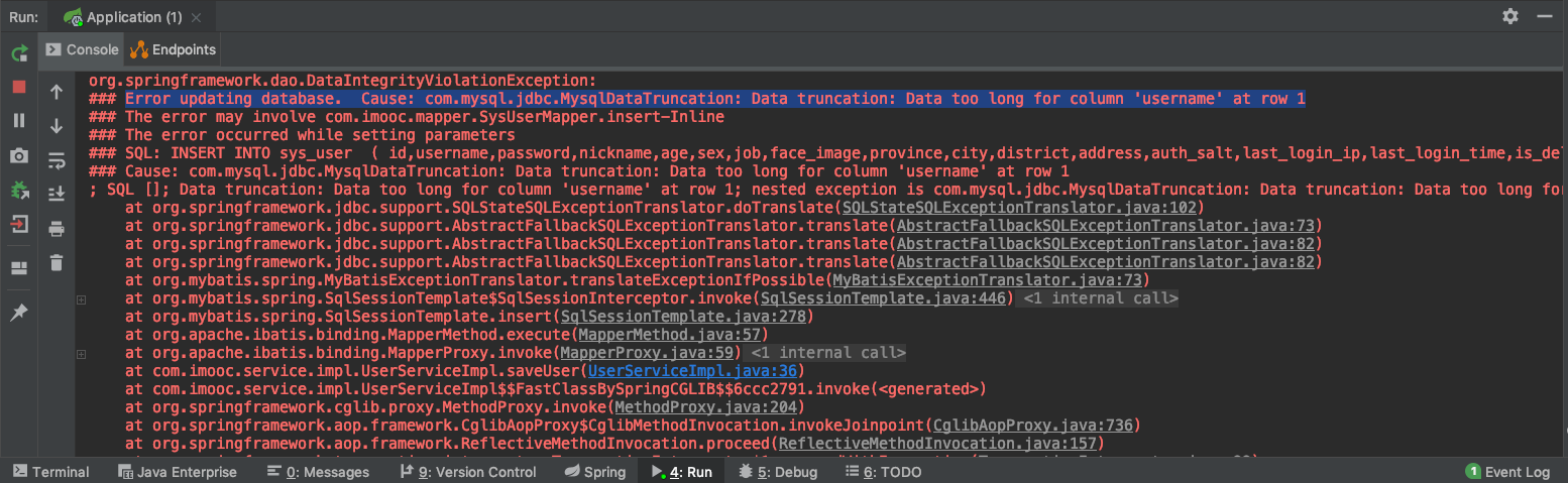 Error updating database.-慕课网