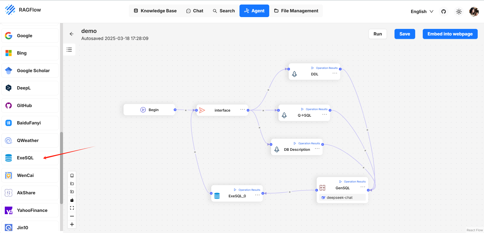 利用 RAGFlow 的 RAG 功能构建 Text2SQL Agent_ragflow exesql-CSDN博客