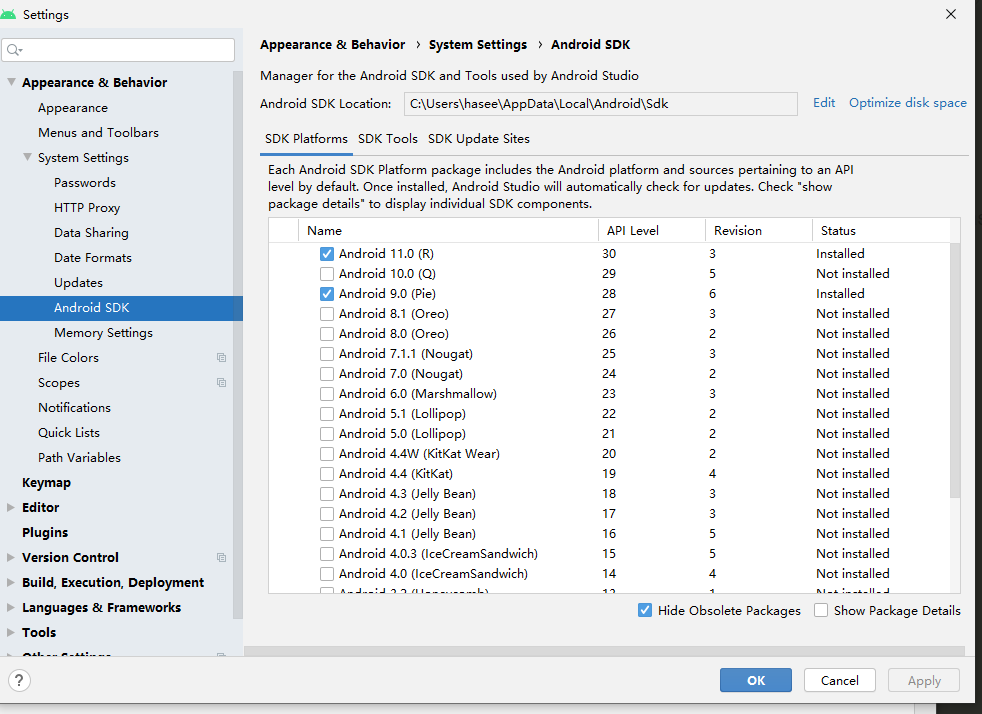 在android studio里面run报The emulator process for AVD Pixel_3a_XL_API_30 ...