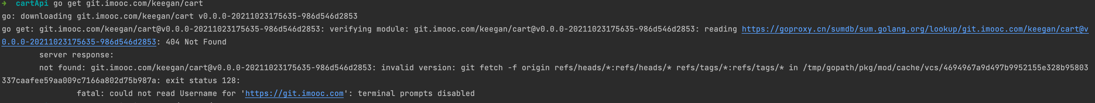 【已解决】 报错 fatal: could not read Username for terminal prompts disabled-慕课网